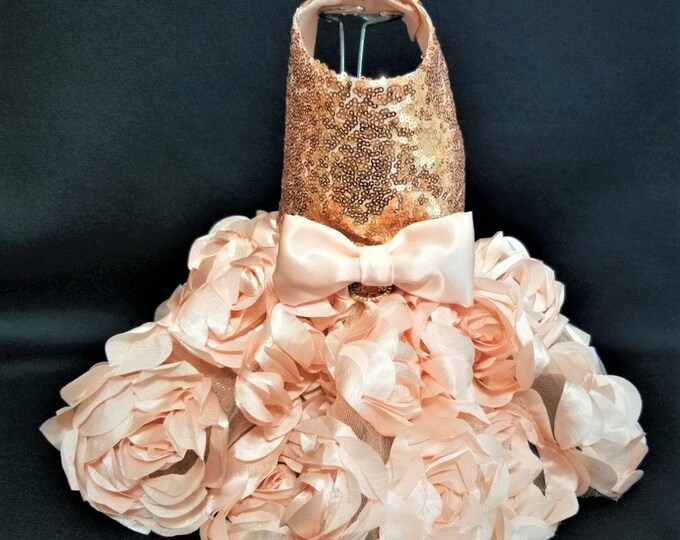 Dog Dress, Rose Gold Dog Dress, Wedding Dog Dress, Dog Harness Dress ...