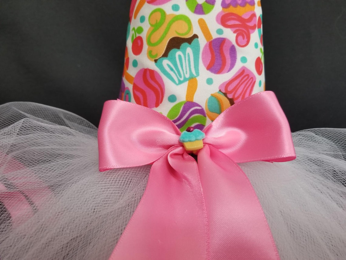 Cupcake Dog Harness Dress, Birthday Dog Dress, Tutu Dog Dress, Dog ...