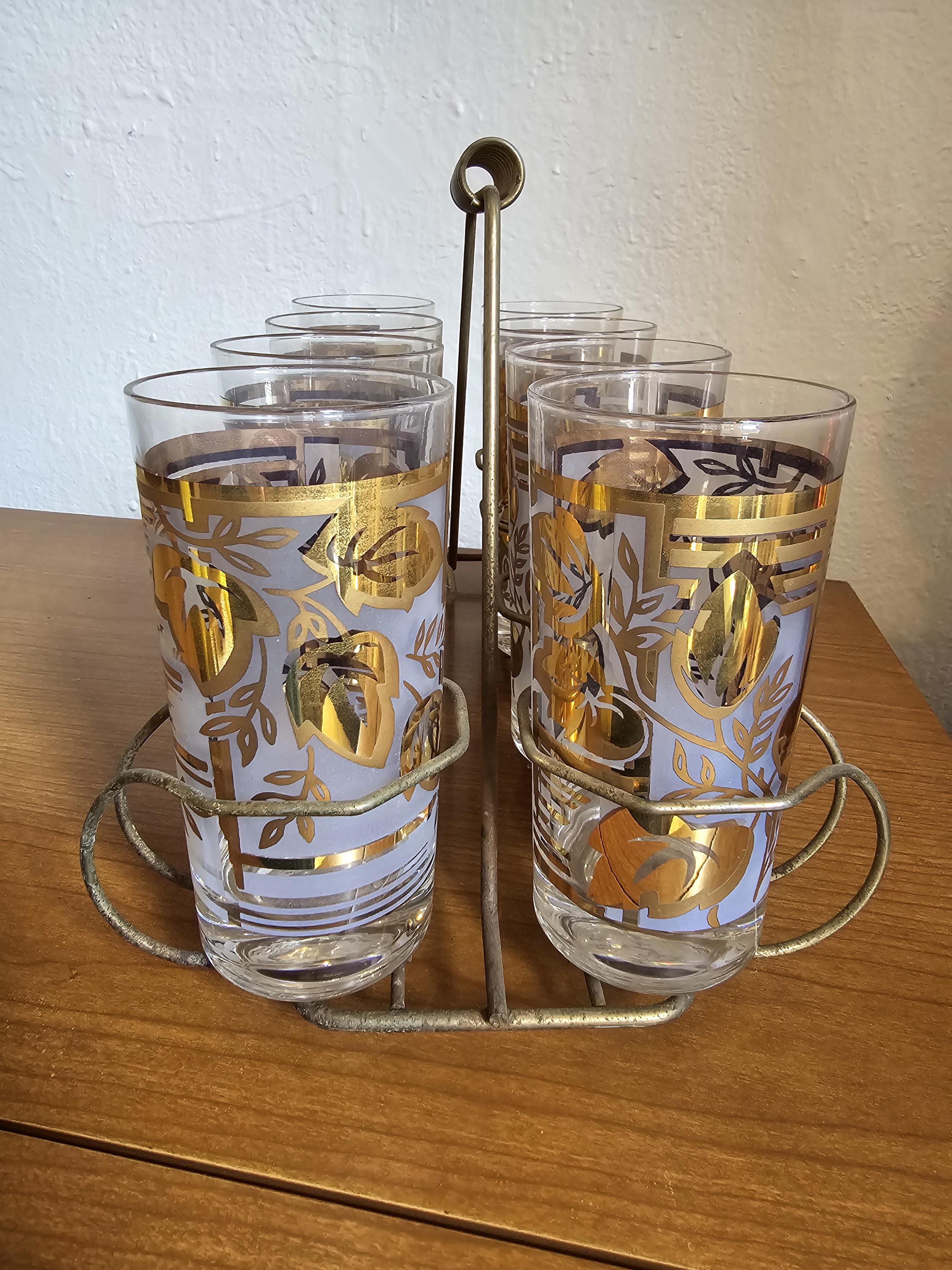 Demure Vintage Mid Century Rare Lush Gold Blush Embellished Drinking ...