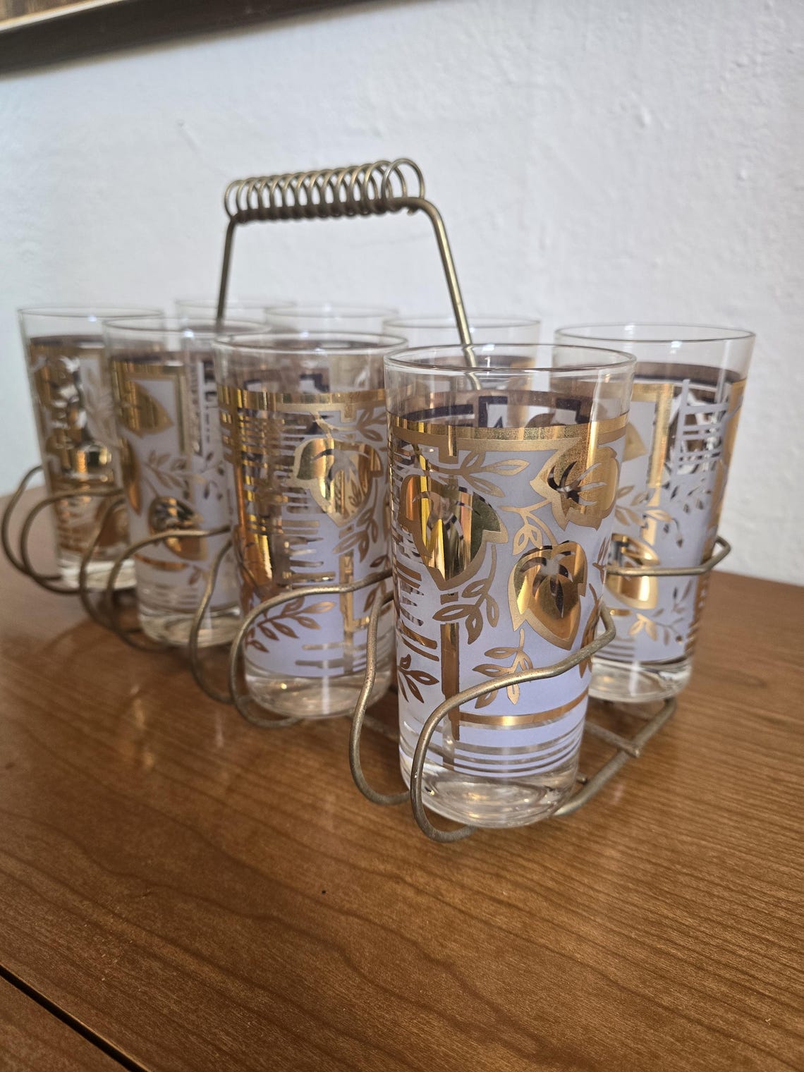 Demure Vintage Mid Century Rare Lush Gold Blush Embellished Drinking ...