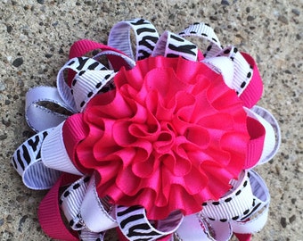 Hot Pink Zebra Bow - Etsy
