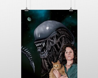 Alien & Jonesy Greeting Card or A4 Print - Etsy