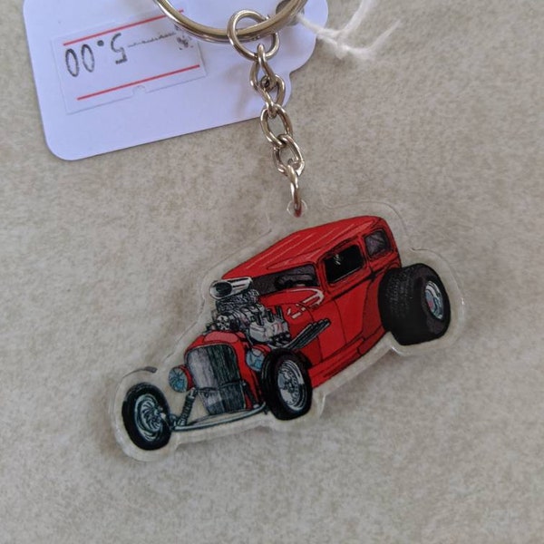 Hot Rod Keychain - Etsy