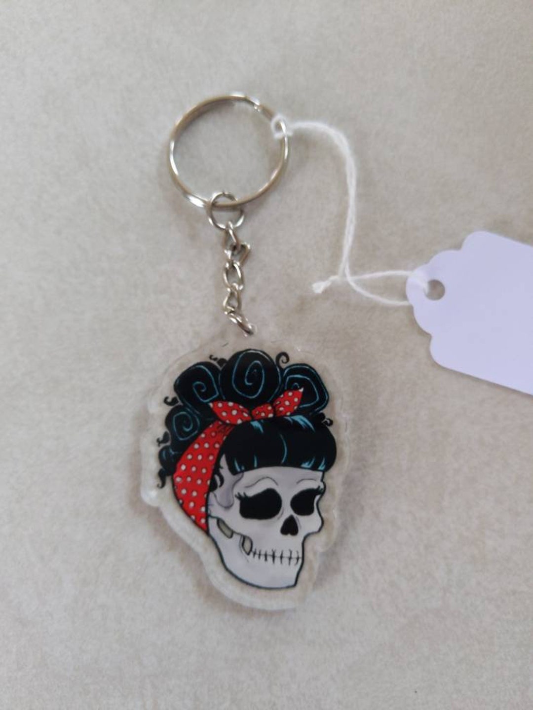 Pin-up Skull 2-in Keychain - Etsy