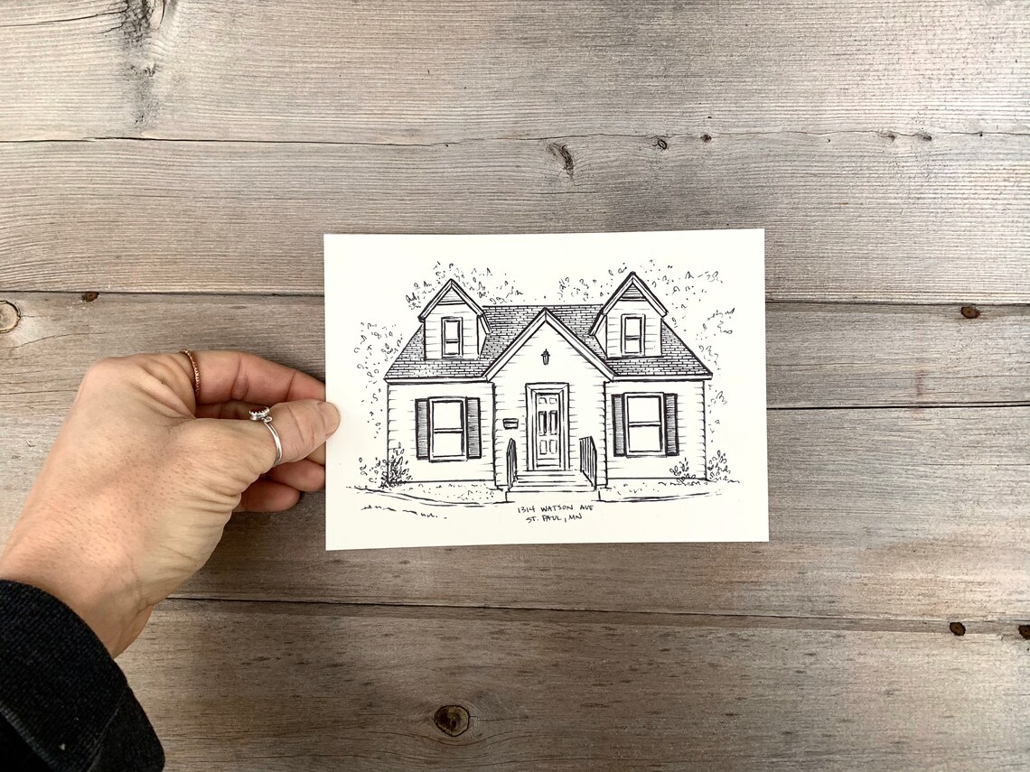 Custom House Drawing From Photo House Portrait Realtor Gift | Etsy