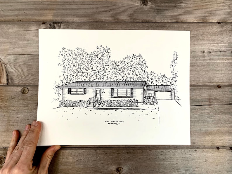 Custom House Sketch, House Drawing From Photo, Drawing of House, Sketch ...