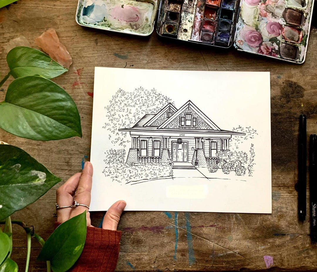 Custom House Drawing From Photo, House Portrait, Realtor Gift for ...
