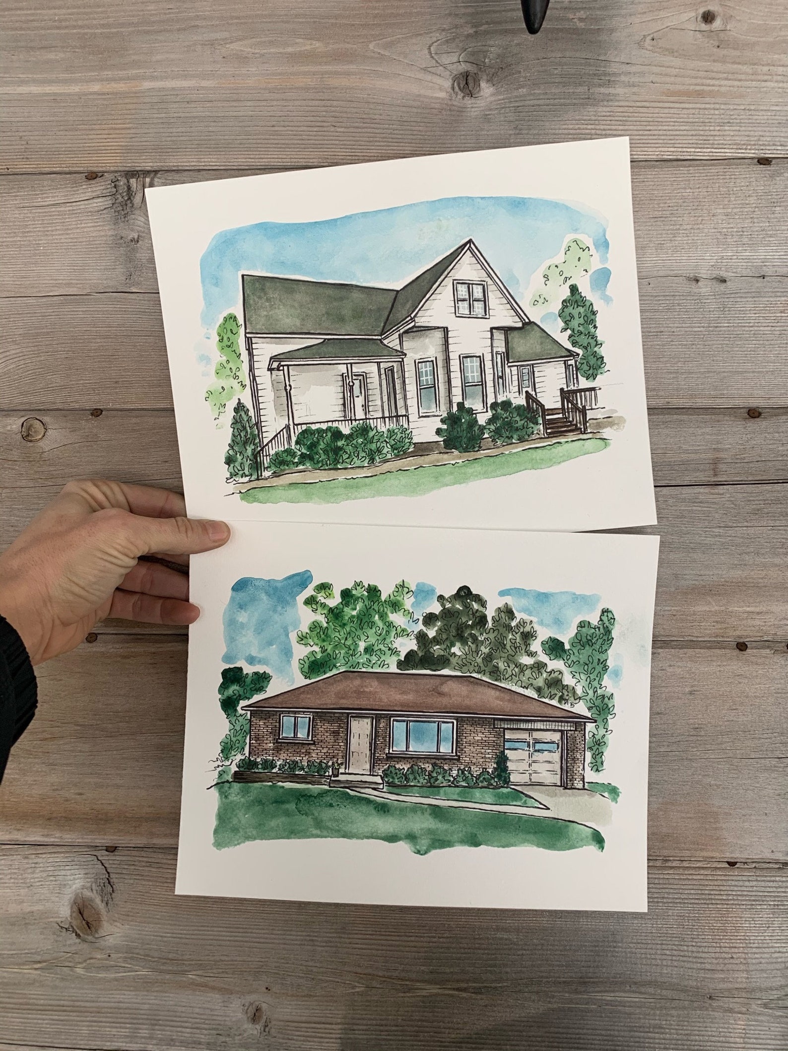 Watercolor House Drawing Custom Watercolor House Watercolor | Etsy