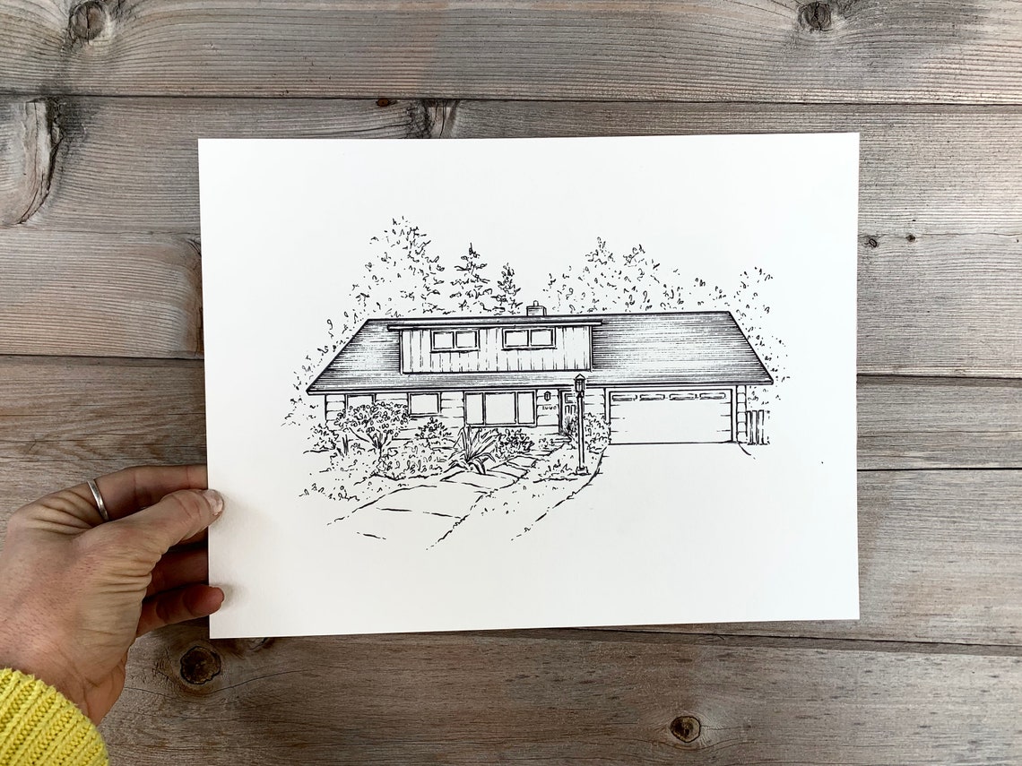Custom House Drawing From Photo House Portrait Realtor Gift | Etsy