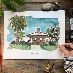 Wedding Venue Art, Wedding Ceremony Sketch, Wedding Venue Illustration ...