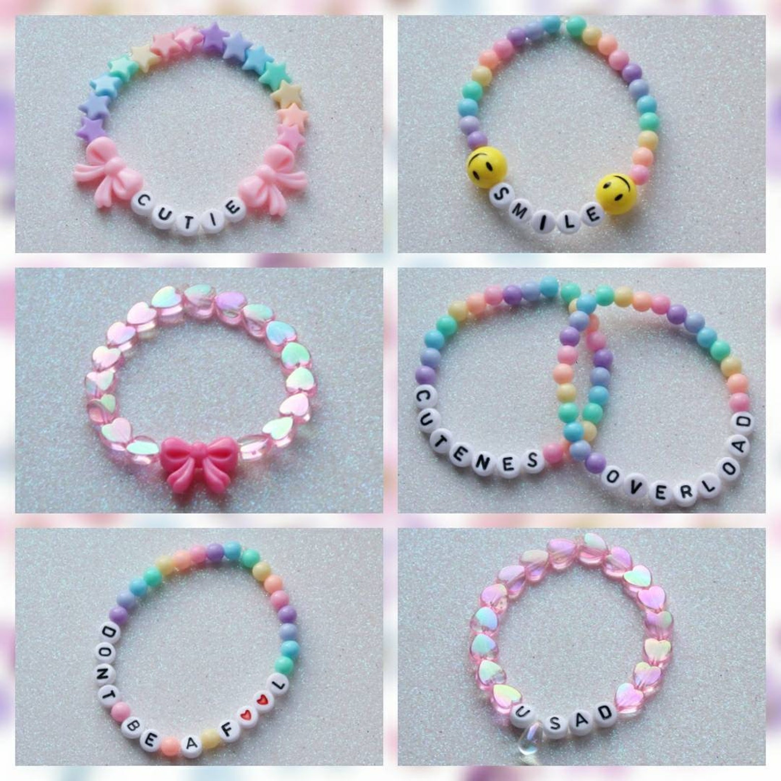 TWO CUSTOM bracelets cute kawaii beaded pastel beautiful shiny | Etsy