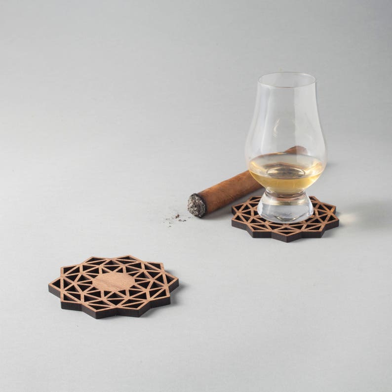 Wood Coasters Whisky Coaster simple Humidor Geometric Coasters Fifth ...