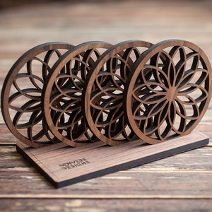 Flower Petal Spirograph Walnut Coasters - Etsy