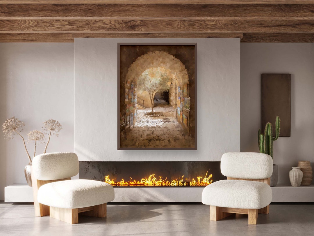 Holy Land Jerusalem Old City Painting Print - Jewish Quarter Olive Tree ...