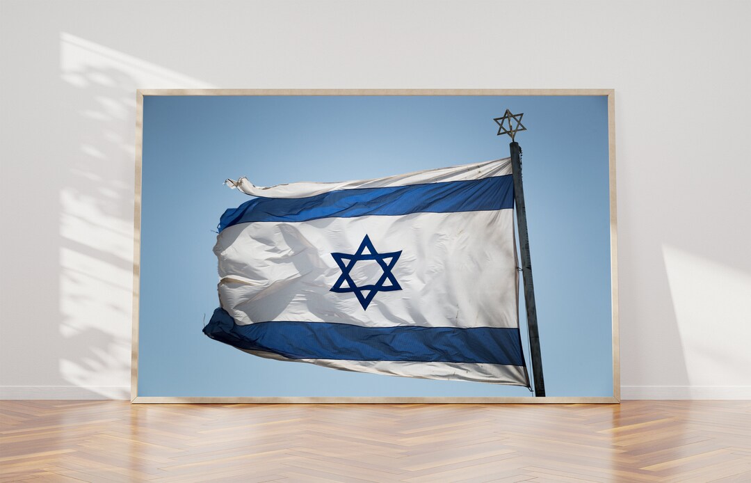 Blue & White Israeli Flag Photography - Jewish Jerusalem Wall Art ...