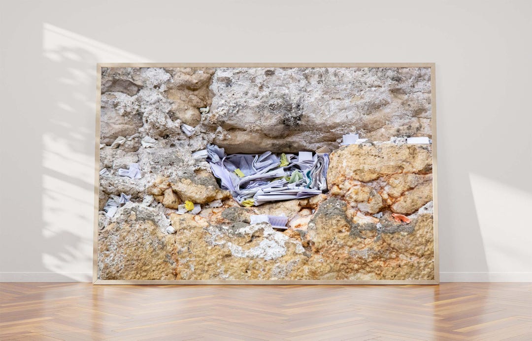 Israeli Jewish Kotel Wall Art Print - Nested Prayer Paper Notes in the ...