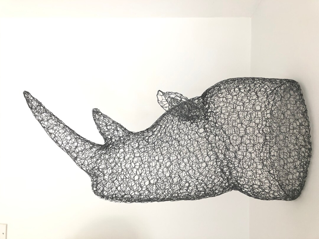Rhino Wire Sculpture, Wall Art - Etsy