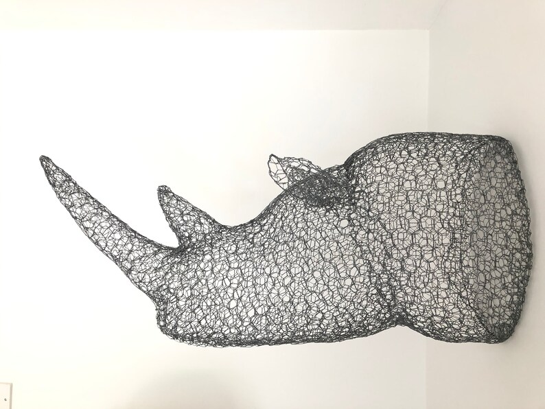 Rhino Wire Sculpture, Wall Art - Etsy