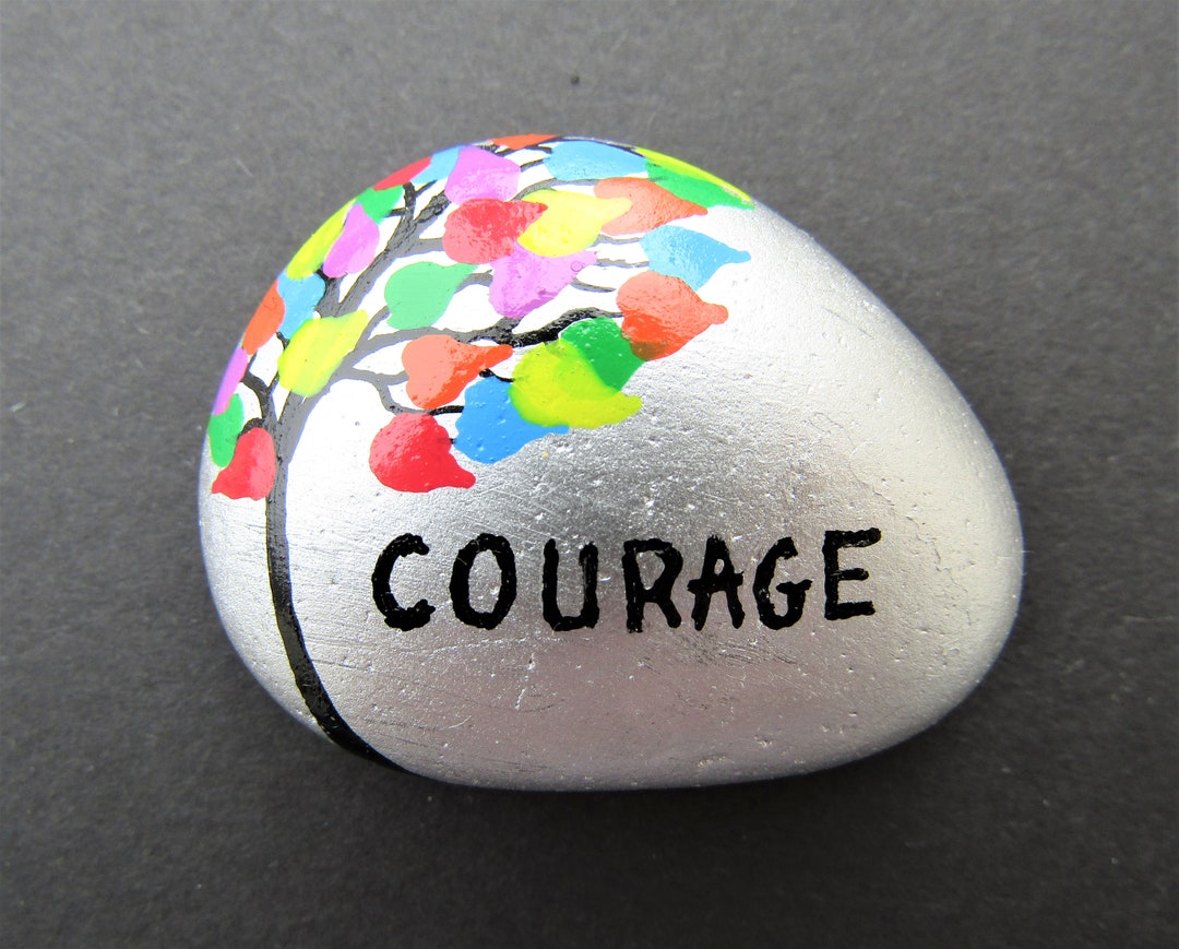 Painted Rock Courage Tree Stone Painting Pebble Art Gift - Etsy UK
