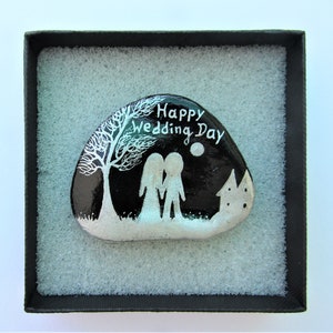 Wedding Day Gift Couple Moon, Unique Hand Painted Shell, Happy Wedding ...