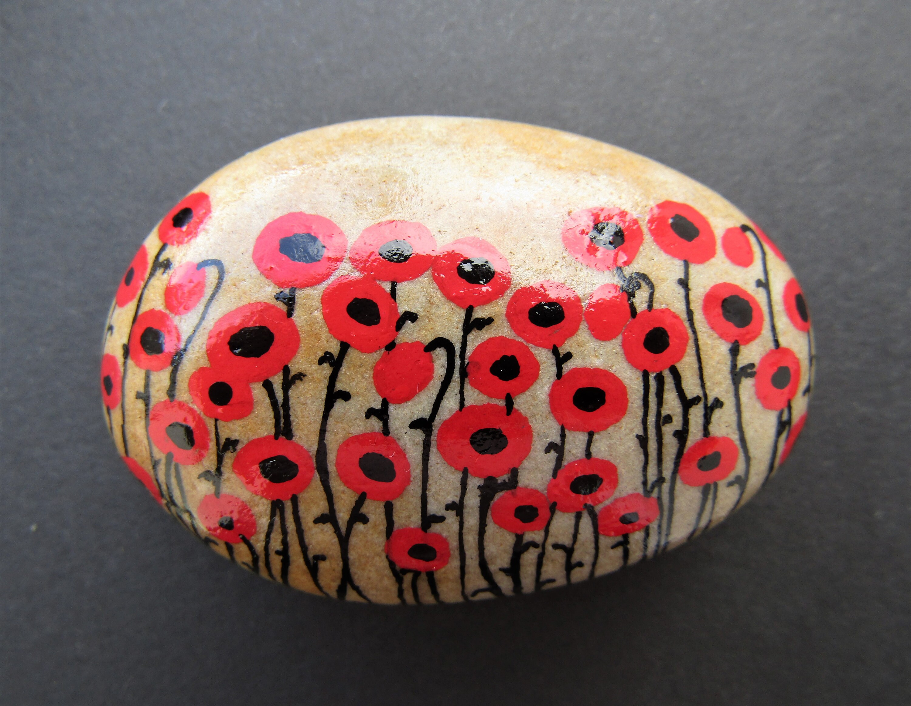 Painted Rock Poppy Gift Hand Painted Flowers Stone Rock - Etsy