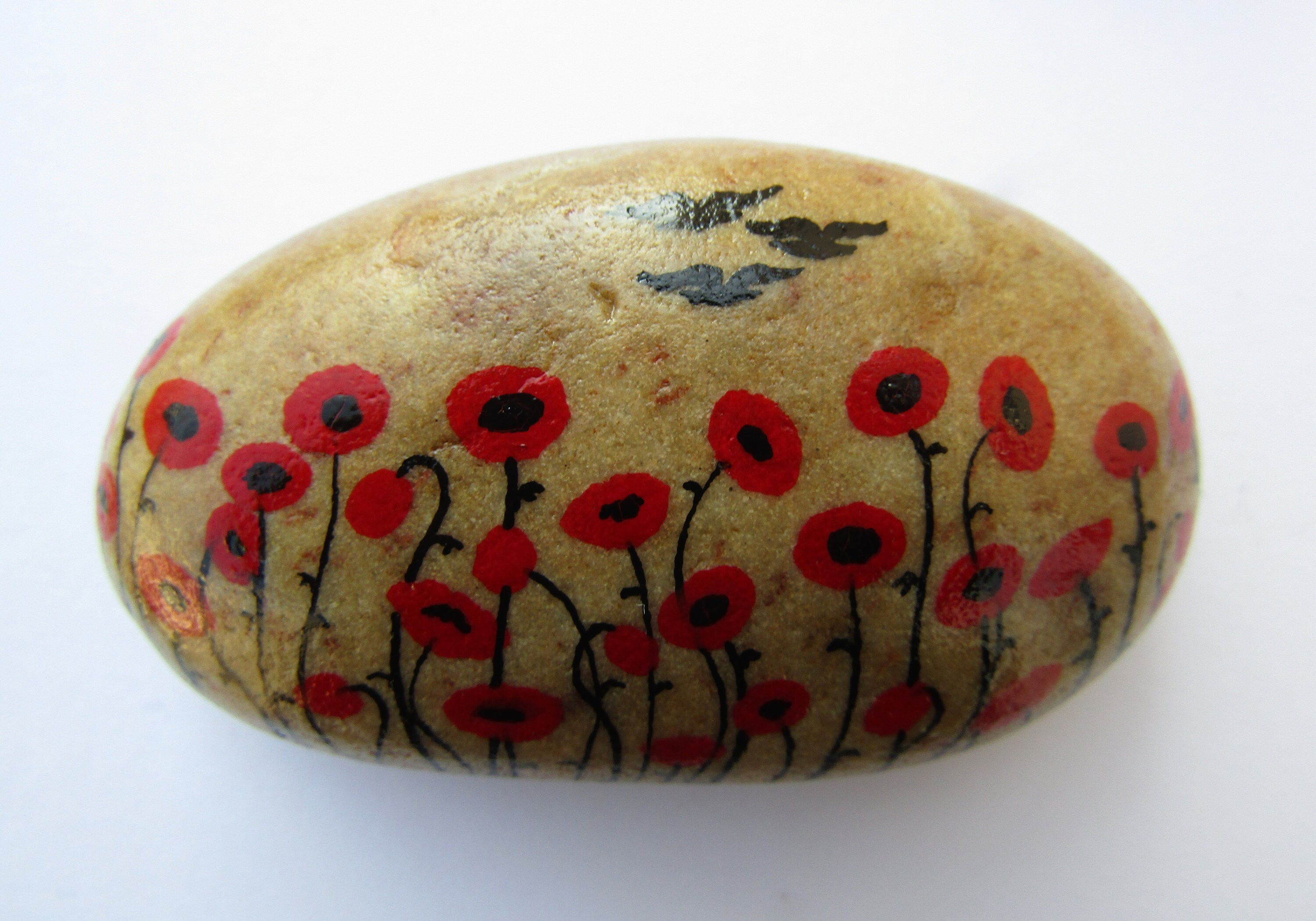 Painted Rock Poppy Gift Hand Painted Flowers Stone Rock | Etsy UK