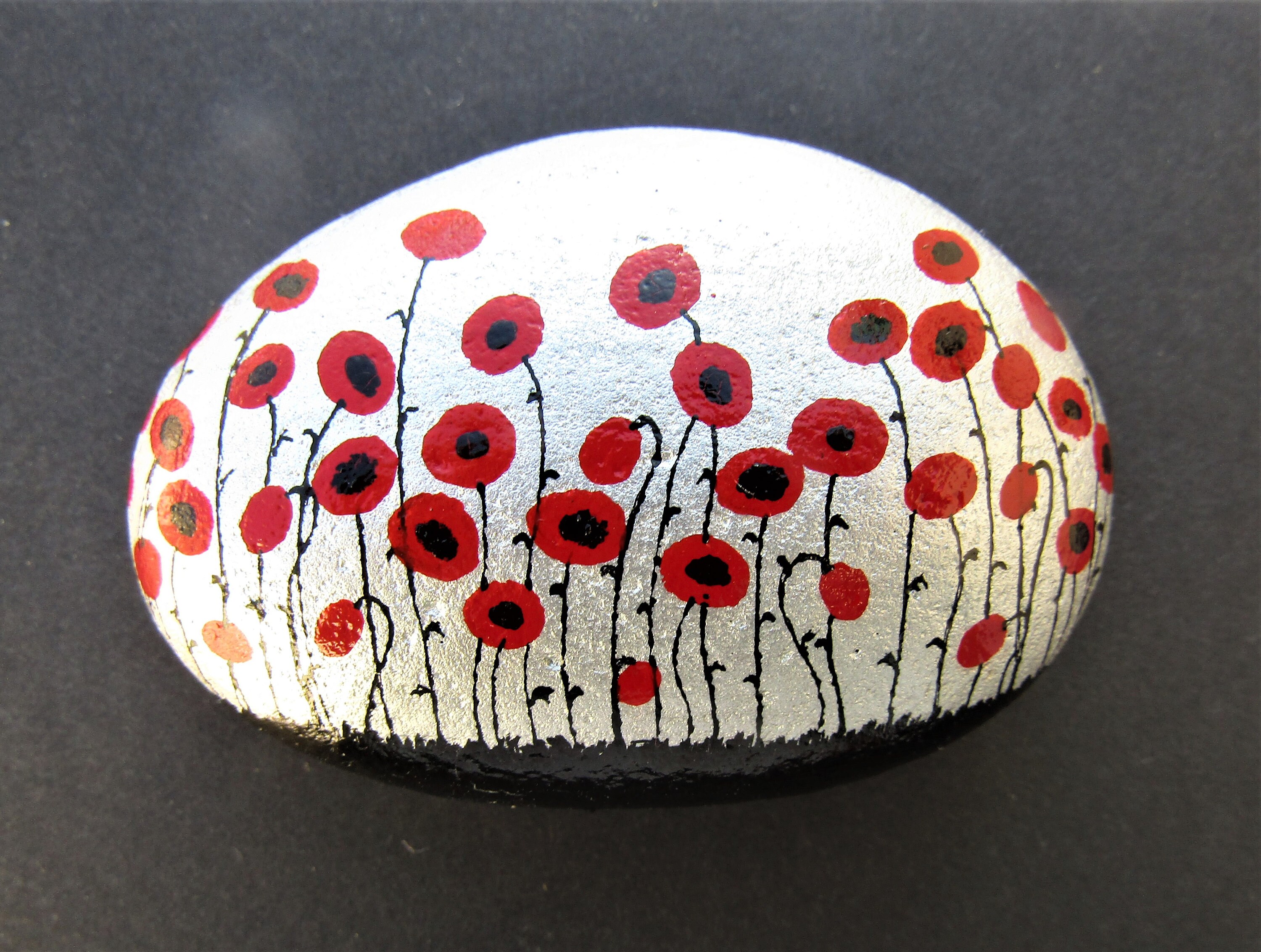 Painted Rock Poppy Gift Hand Painted Flowers Stone Rock - Etsy