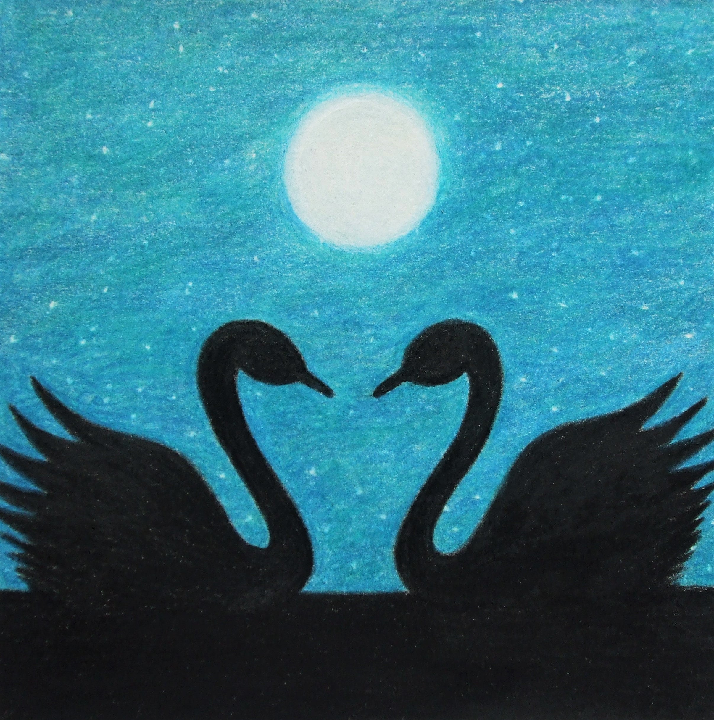 Swans In Love Moon