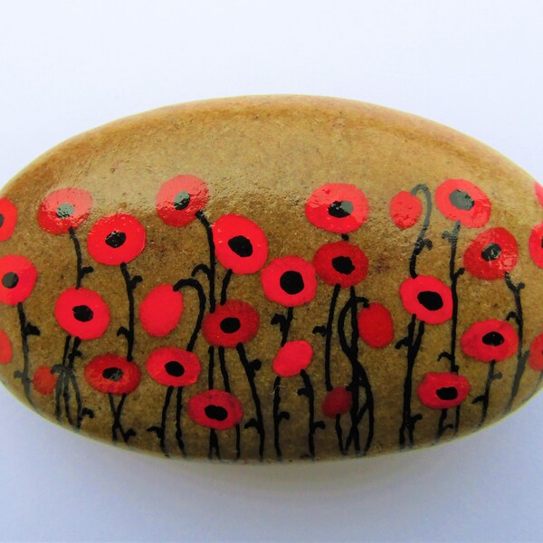 Poppy Painted Rock - Etsy