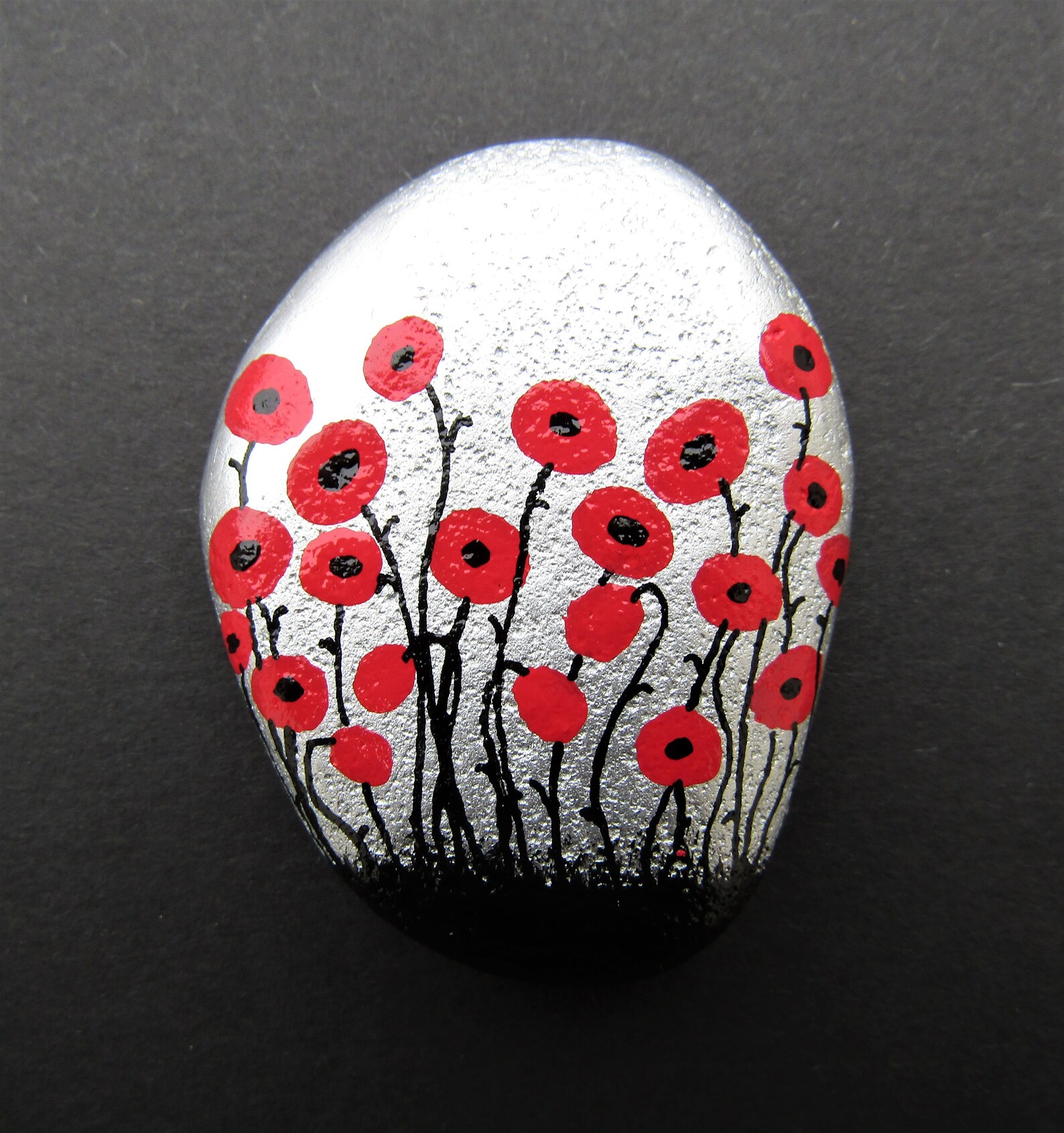 Painted Rock Poppy Gift Hand Painted Flowers Stone Rock - Etsy