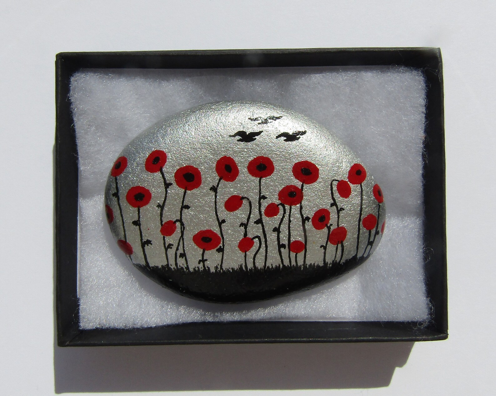 Painted Rock Poppy Gift Hand Painted Flowers Stone Rock | Etsy