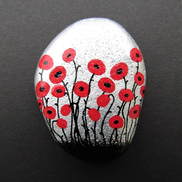 Poppy Painted Rock - Etsy