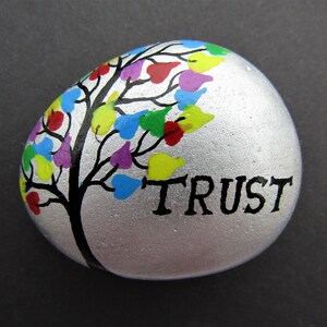 Trust Painted Rock, Stone Art, Trust Gift, Hand Painted Pebble, Word ...