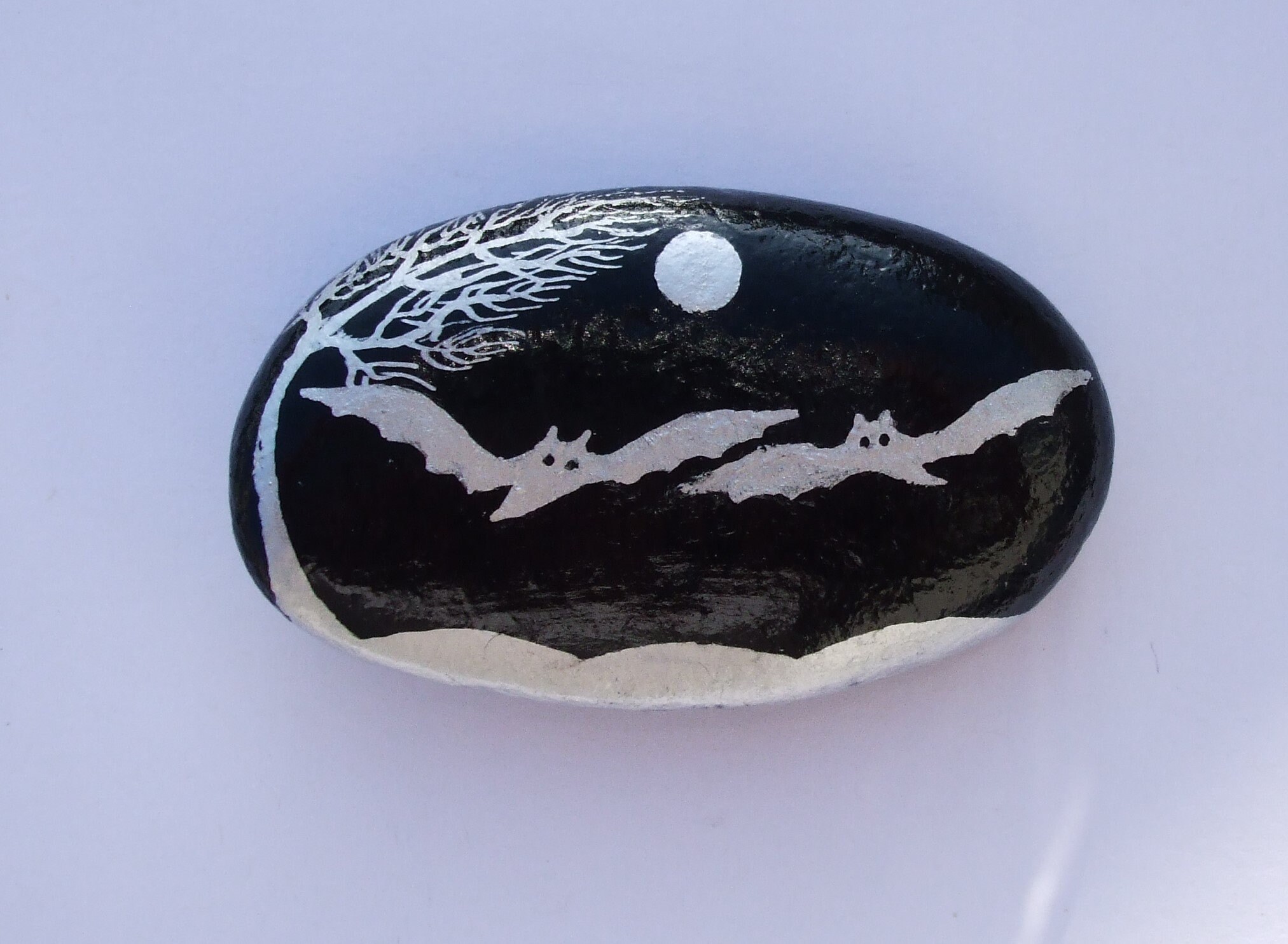 Painted Rock Bat Gift Halloween Stone Painting Two Bats | Etsy