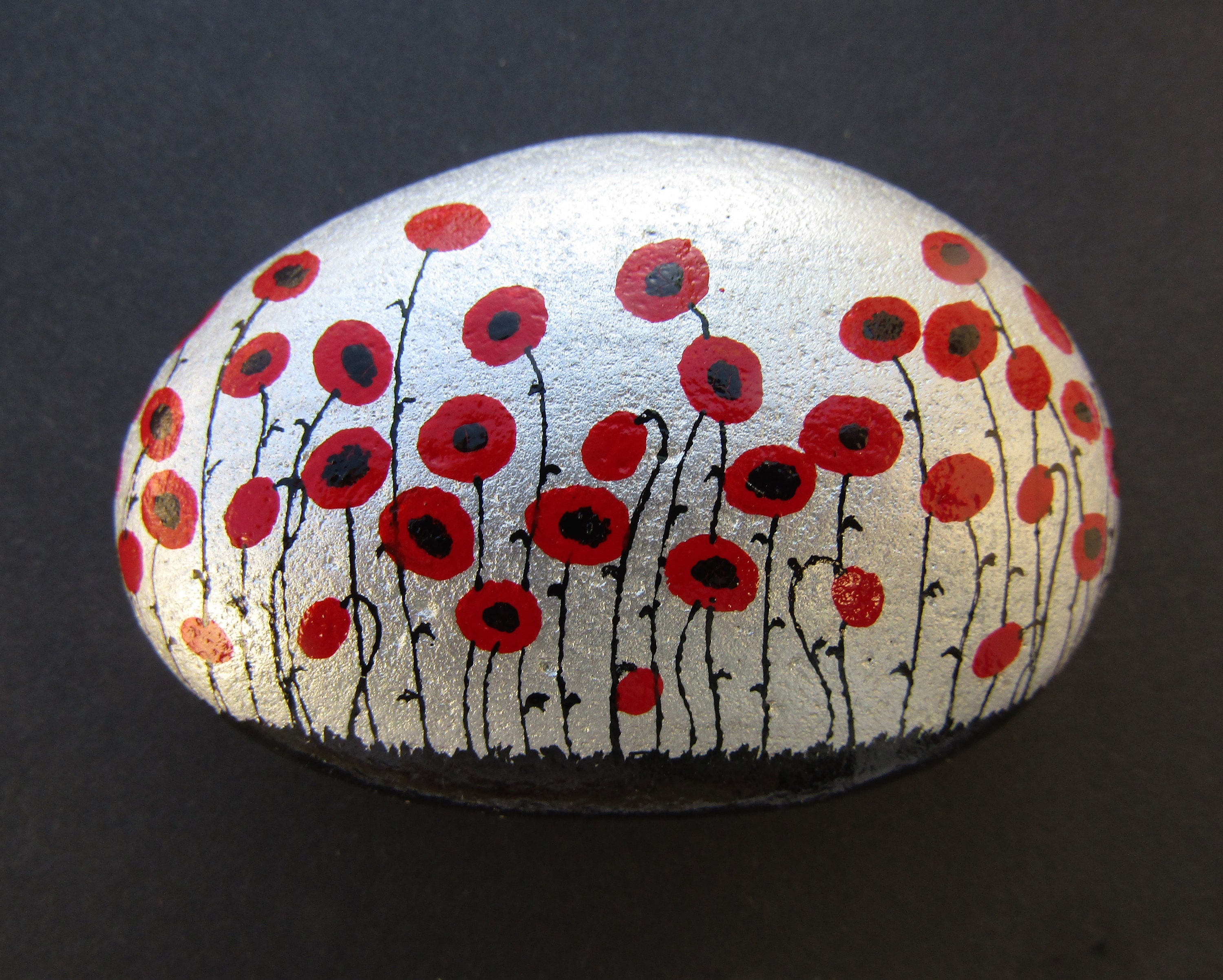 Painted Rock Poppy Gift Hand Painted Flowers Stone Rock - Etsy UK