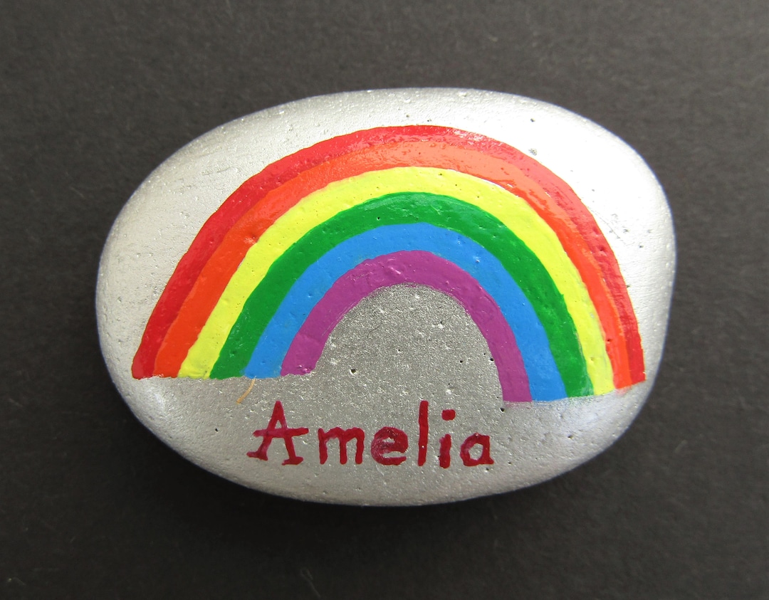 Painted Stone, Rainbow, Personalised Gift, Rock Art. Names, Words ...
