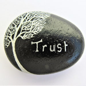 Trust Painted Rock, Stone Art, Trust Gift, Hand Painted Pebble, Word ...