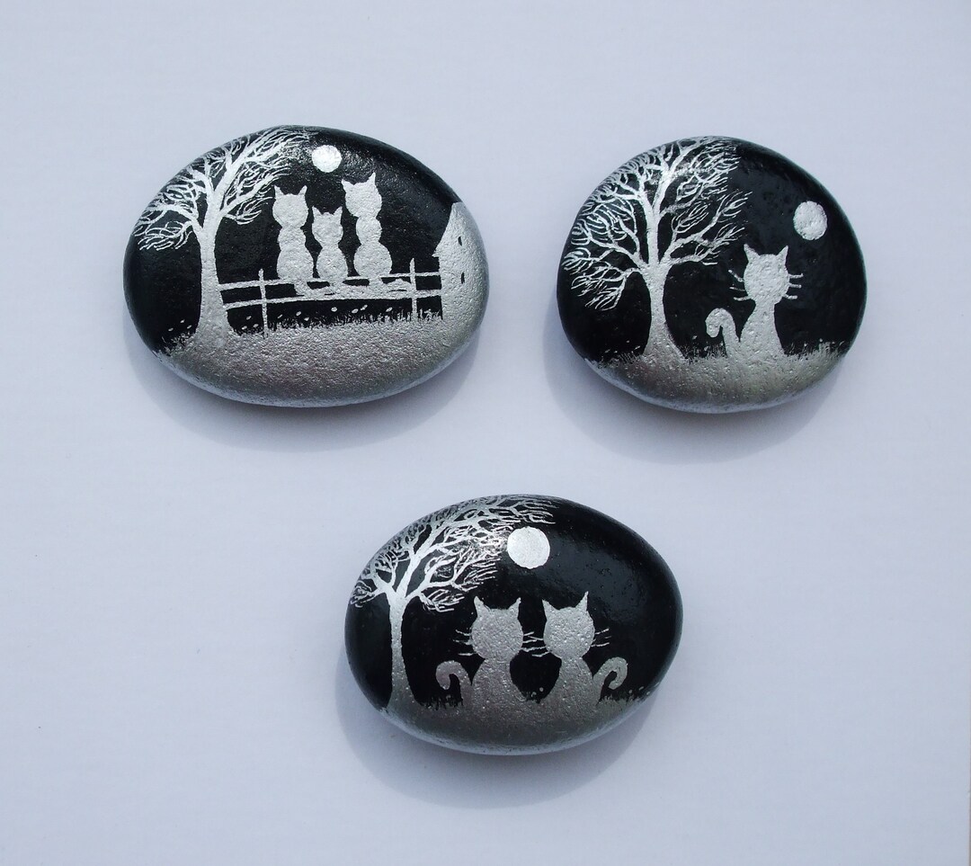 Painted Rock, Cat Stone Painting, Pet Memorial, Personalised Small ...