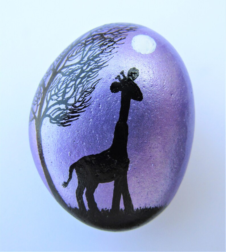 Painted Rock Giraffe Gift Hand Painted Stone Animal Pebble - Etsy
