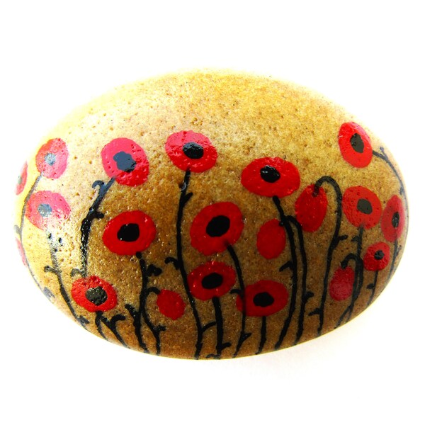 Poppy Painted Rock - Etsy