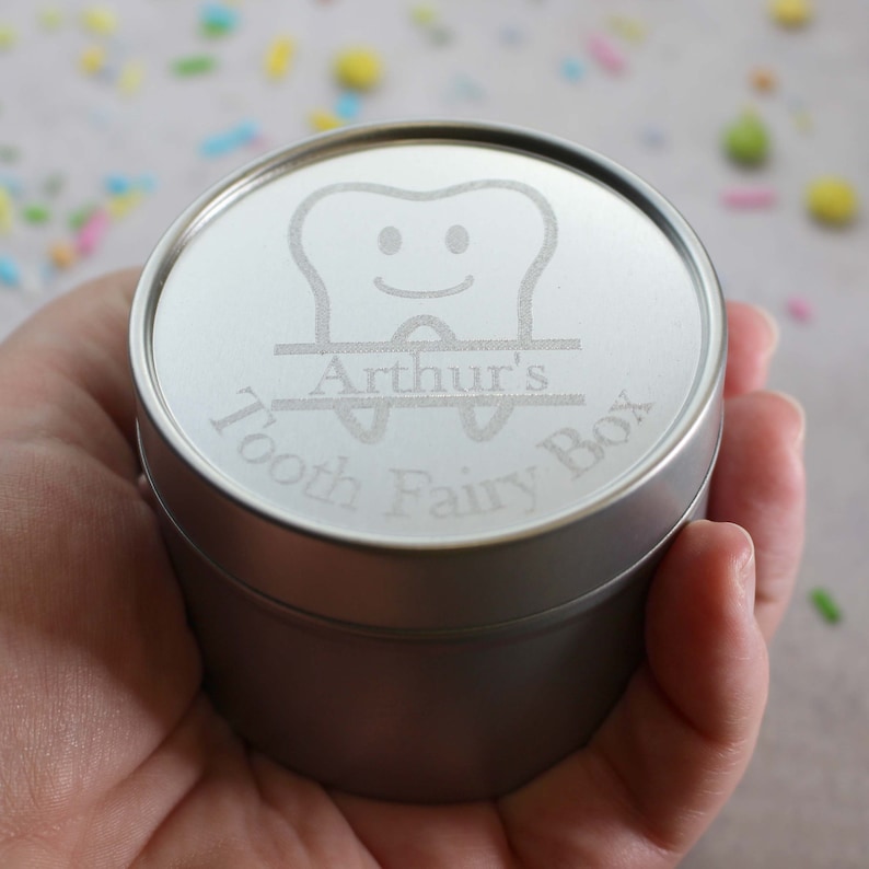 Silver Tooth Fairy Box With Tooth Design Engraved Keepsake - Etsy