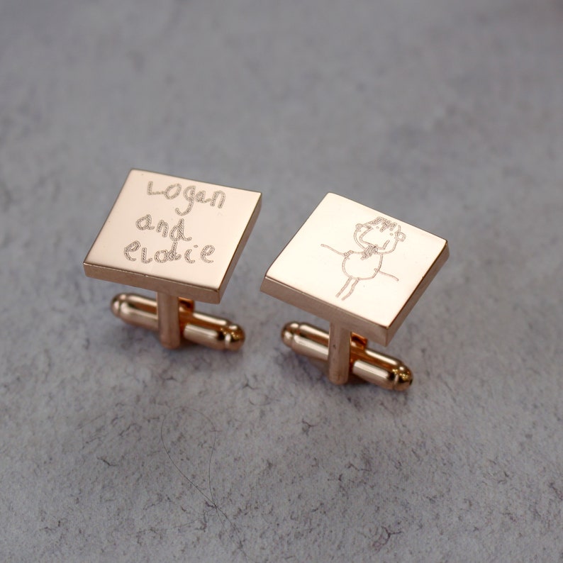 Personalised Rose Gold Handwriting or Drawing Cufflinks in - Etsy UK