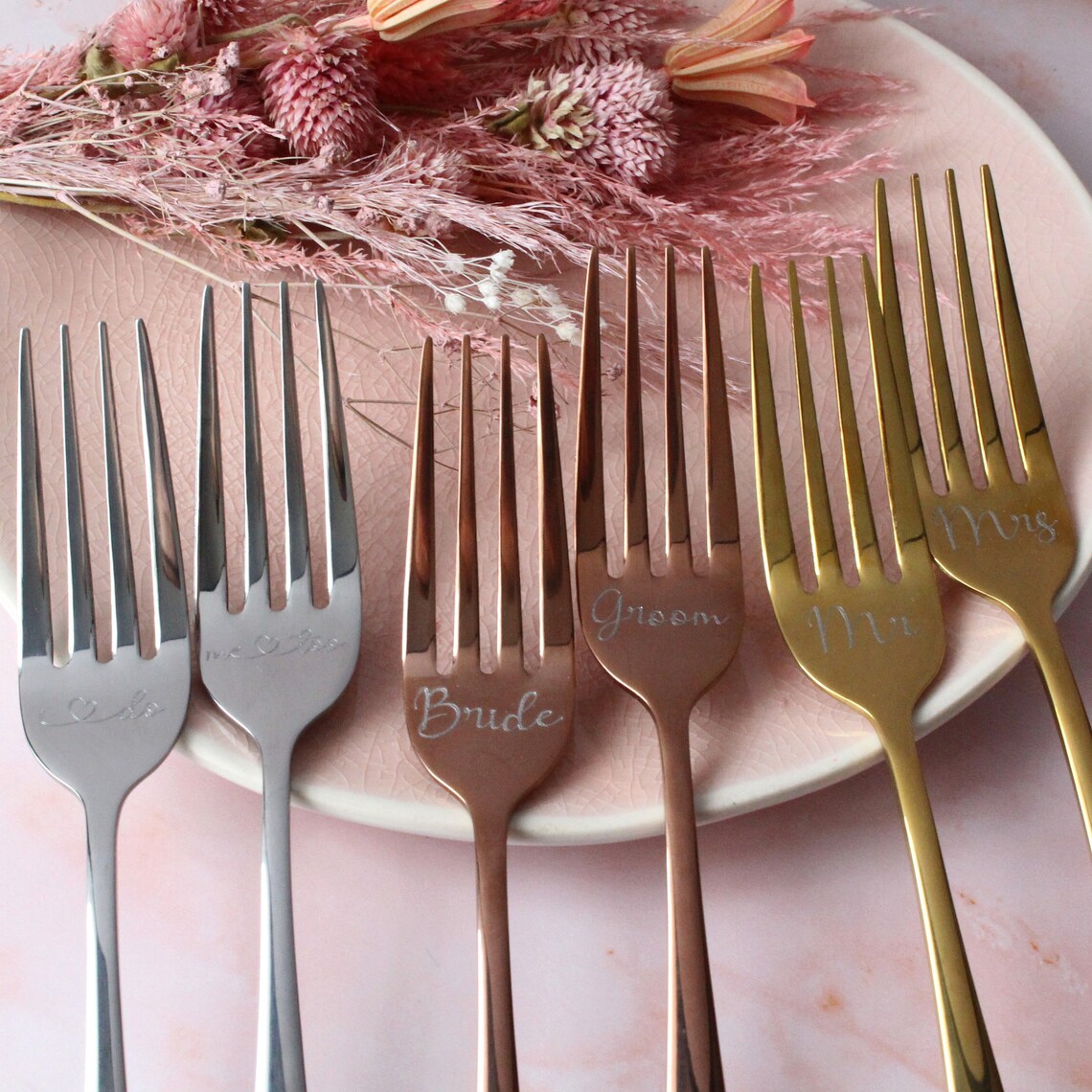 Wedding Cake Fork Set Personalised and Engraved Cutlery With - Etsy UK