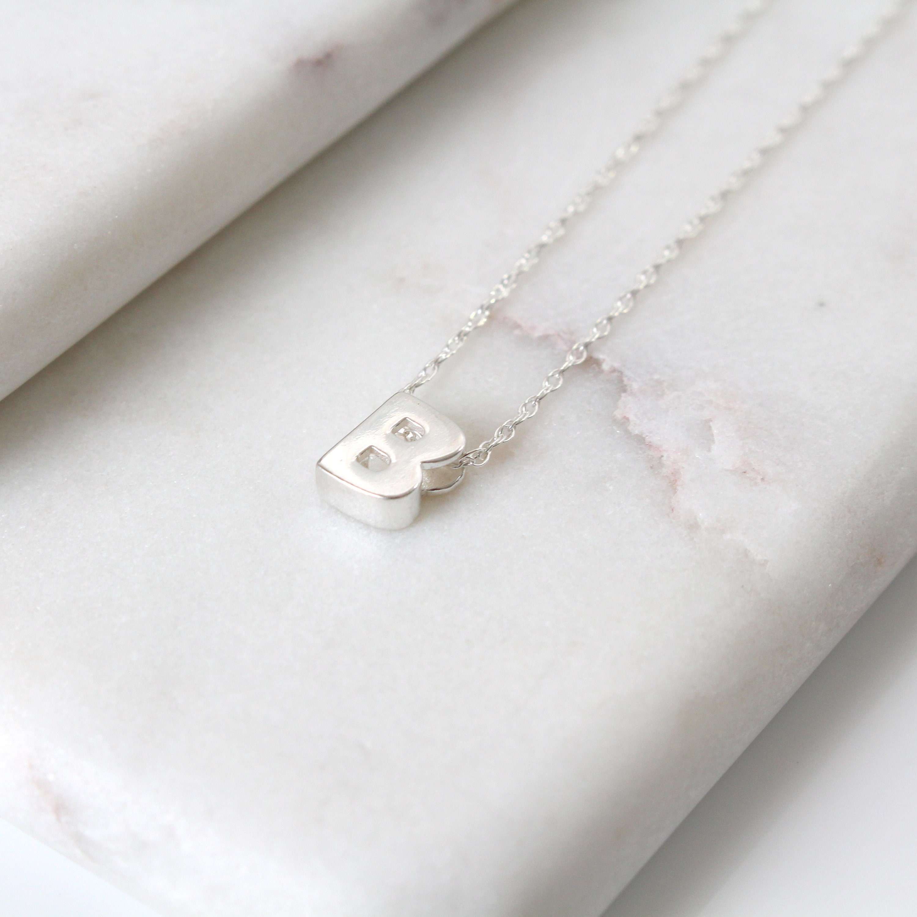 Sterling Silver Initial B Pendant Necklace Letter Necklace Initial Pendant Initial Jewellery Personalised Initial Necklace Etsy