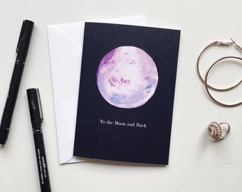 Moon greeting card | Etsy
