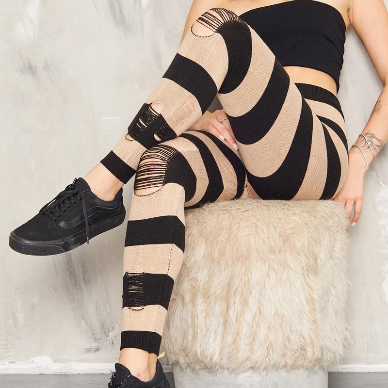 Knitted Patchwork Leggings - Etsy