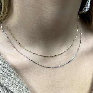 Solid 14K Yellow Gold 16" Dainty Lumina Chain, 1mm Wide, Real Gold ...