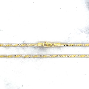 Two Tone Rope Chain, 14K Yellow and White Gold Necklace, Real Gold ...