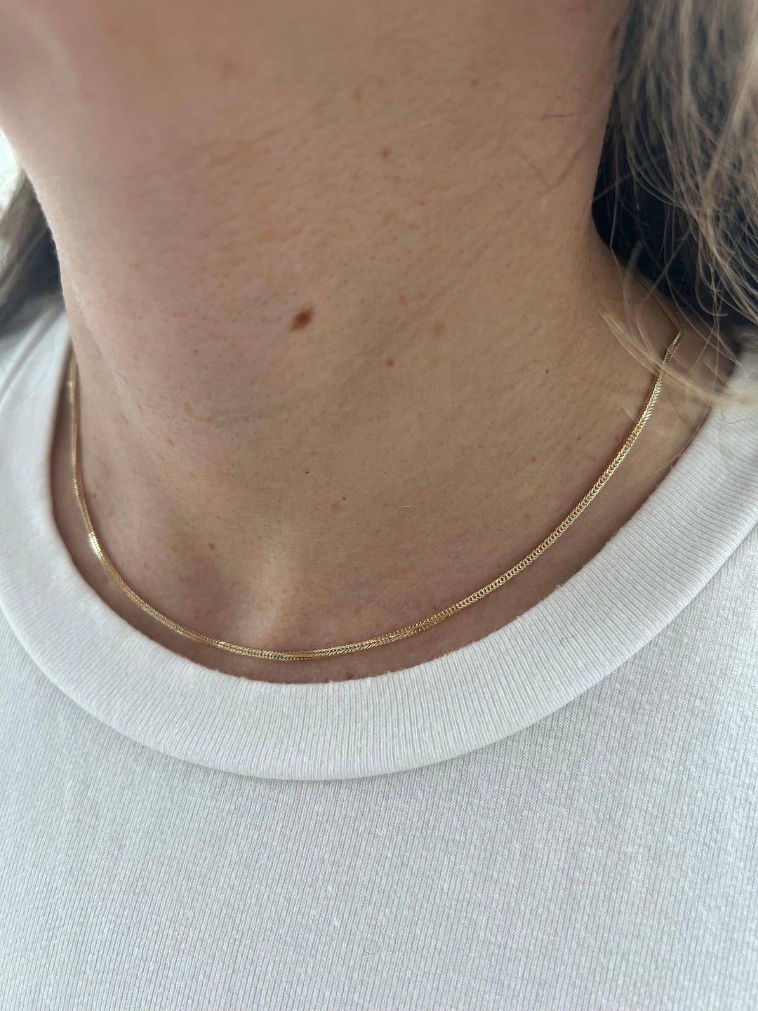 Solid 14K Yellow Gold 1mm Foxtail Necklace, 16" 18" 20" Fox Chain, Real ...