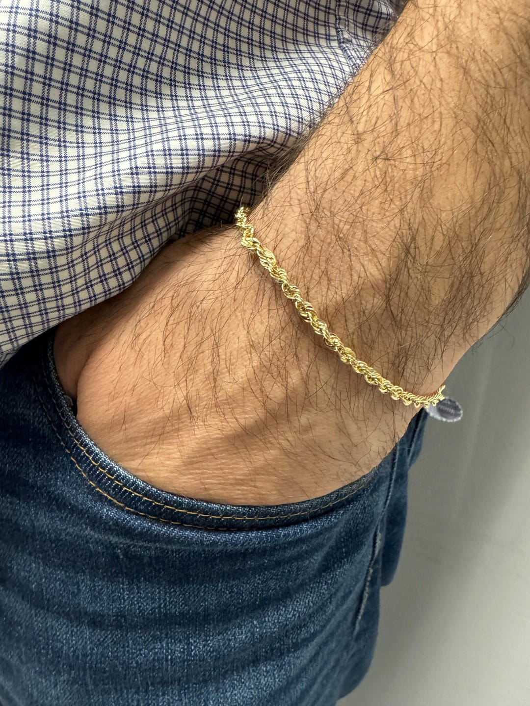 10K Yellow Gold Lite Rope Bracelet, Diamond Cut Rope Chain, 8 Long ...